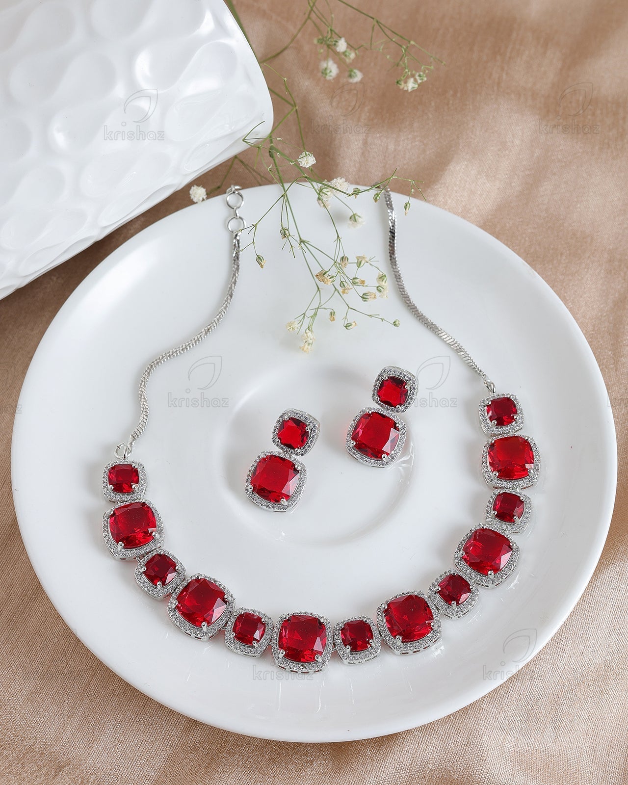 Octavia Rhodium Plated Cz Necklace – Krishaz