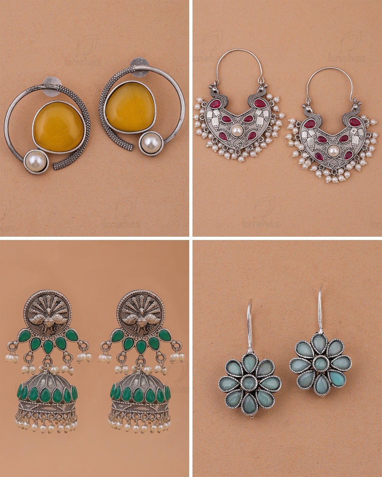 Shilpa Combo Earring Set - wxo – Krishaz