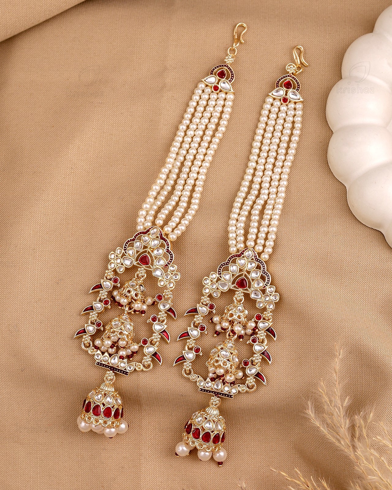 Shrutika Kundan Dangler With Earchain -M – Krishaz