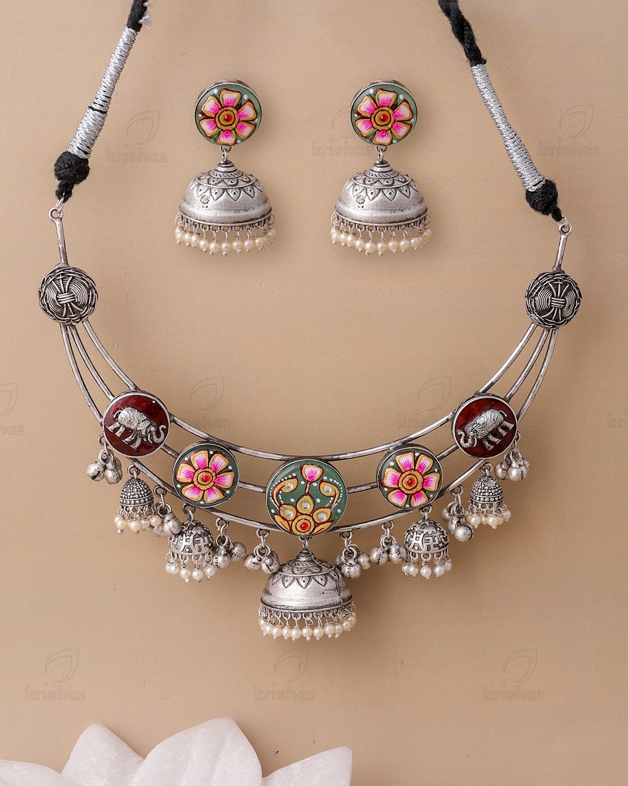 Reeti Meenakari Jhumki Choker Set – Krishaz
