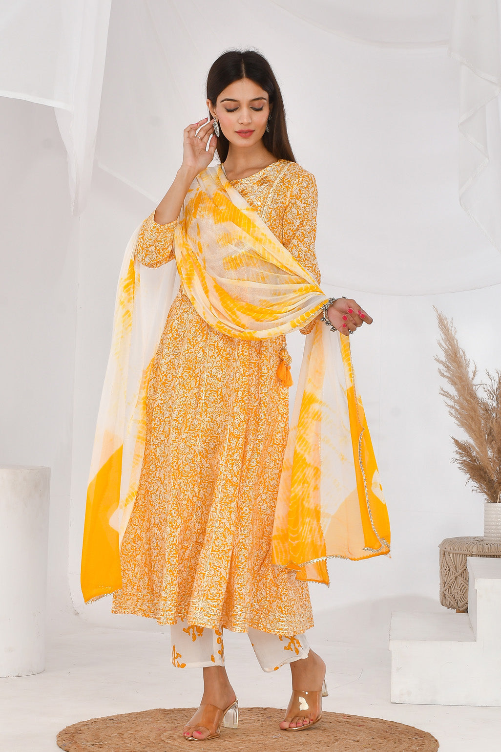 Yellow Anarkali Suit-Divya – Krishaz