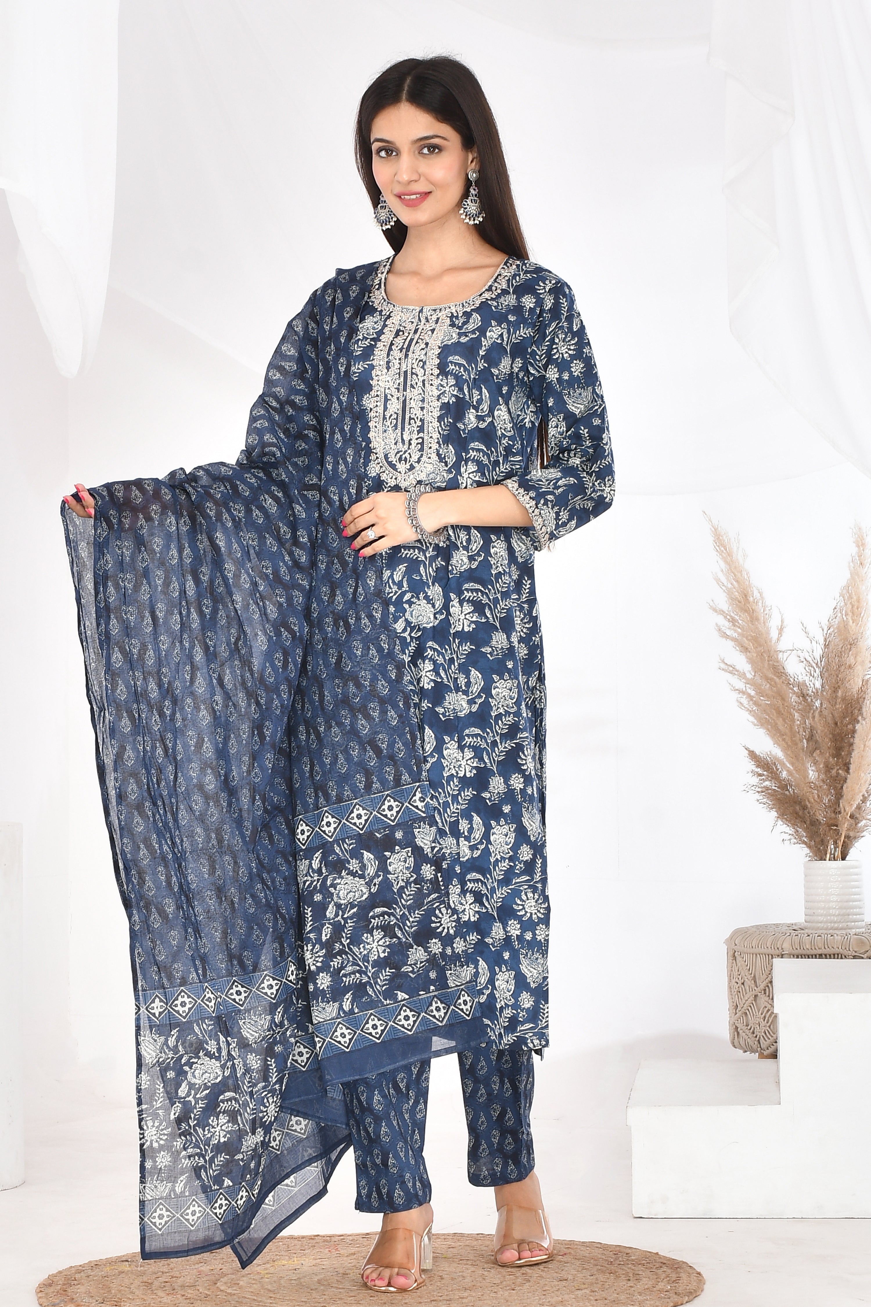 Indigo blue suit set - Tulsi – Krishaz